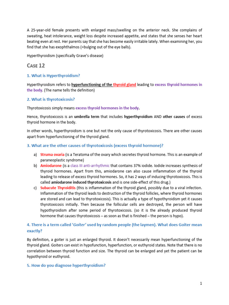 CASE 12 - Hyperthyroidism (Grave's Disease) | PDF | Aorta | Thyroid