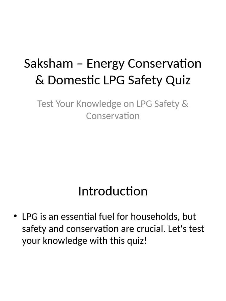 Saksham LPG Safety Quiz | PDF