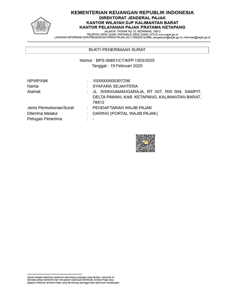 BUKTI PENERIMAAN SURAT | PDF