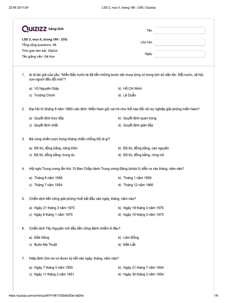 LSD 2, Mục II, (Trang 180 - 235) - Quizizz | PDF