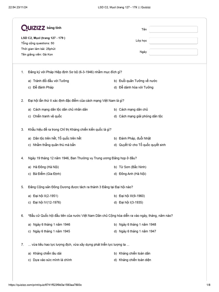 LSD C2, MụcI (Trang 127 - 179) - Quizizz | PDF