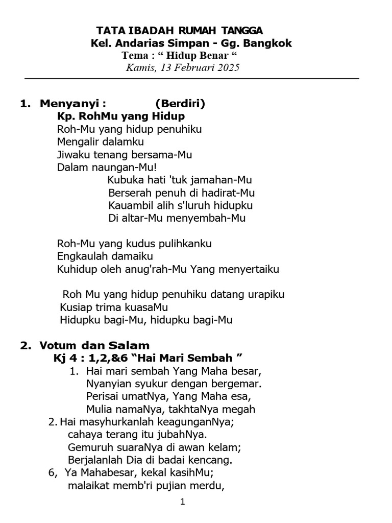 Tata Ibadah Rumah Tangga: Hidup Benar | PDF