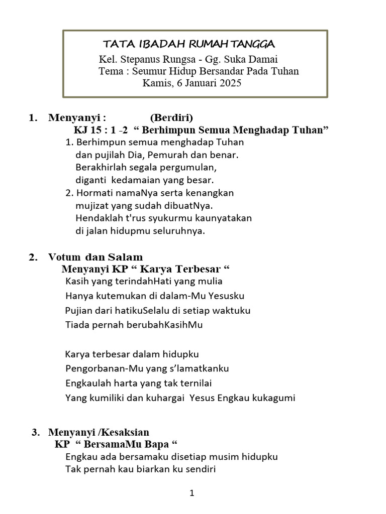 Tata Ibadah Rumah Tangga 2025 | PDF