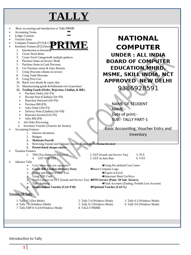 01 Tally Prime Inventory 2024 Part-1 Rs.60 | PDF | Debits And Credits ...