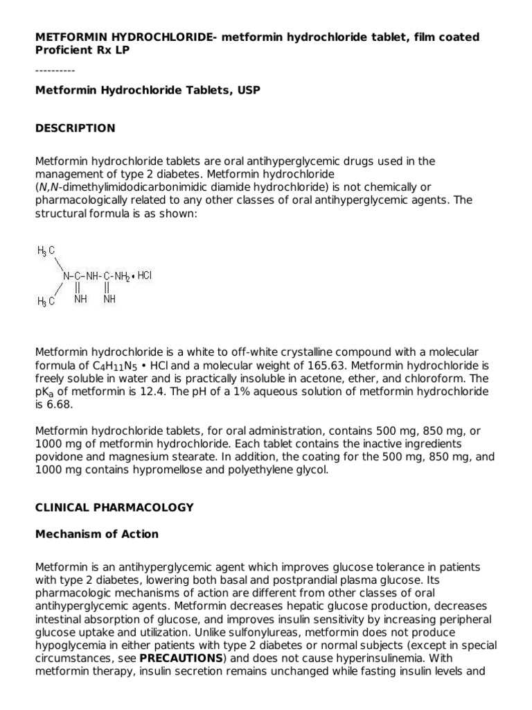 Metformin Hydrochloride Tablets Overview | PDF | Dose (Biochemistry ...