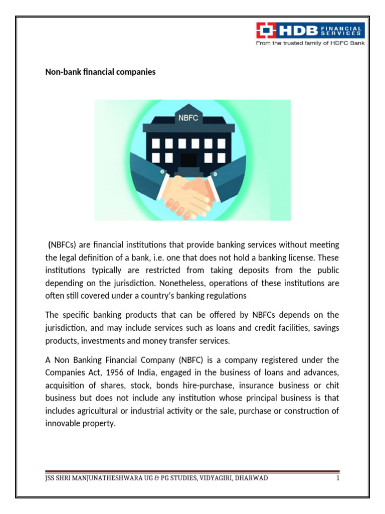 Overview of NBFCs and HDB Financial Services | PDF | Loans | Unsecured Debt