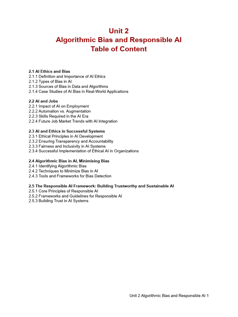 Unit 2 - Algorithmic Bias and Responsible AI | PDF | Artificial Intelligence | Intelligence (AI ...