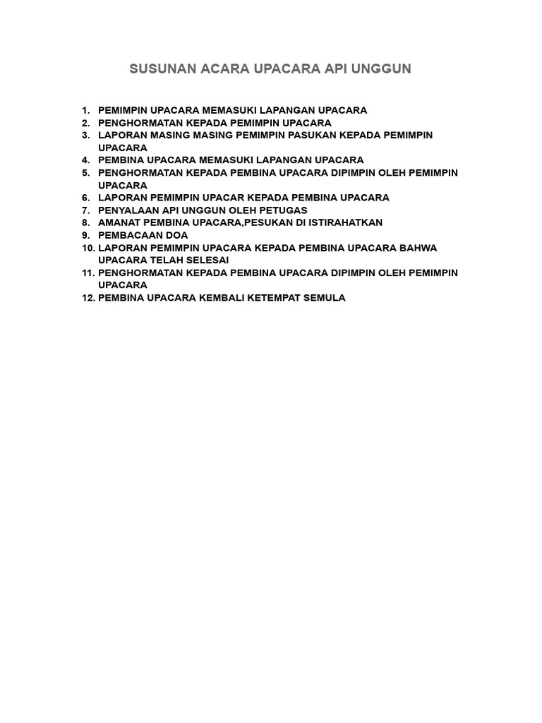 Susunan Acara Upacara API Unggun | PDF