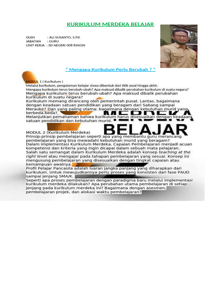 ALI SUSANTO Kurikulum Merdeka | PDF