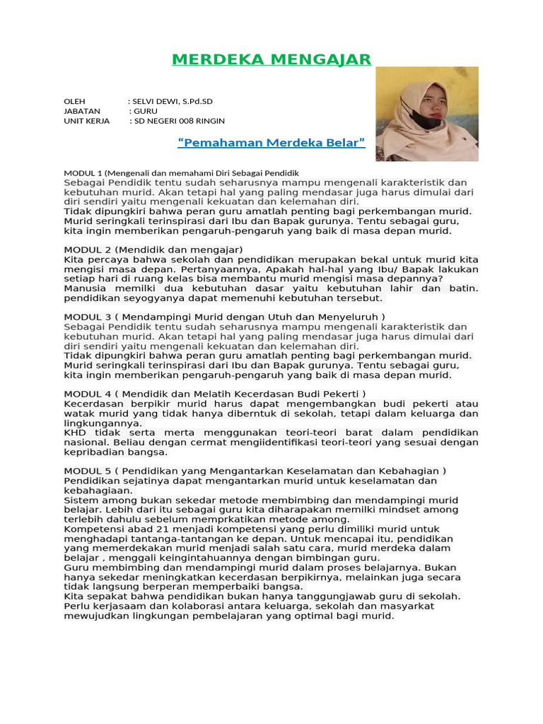 Selvi Dewi Merdeka Mengajar | PDF