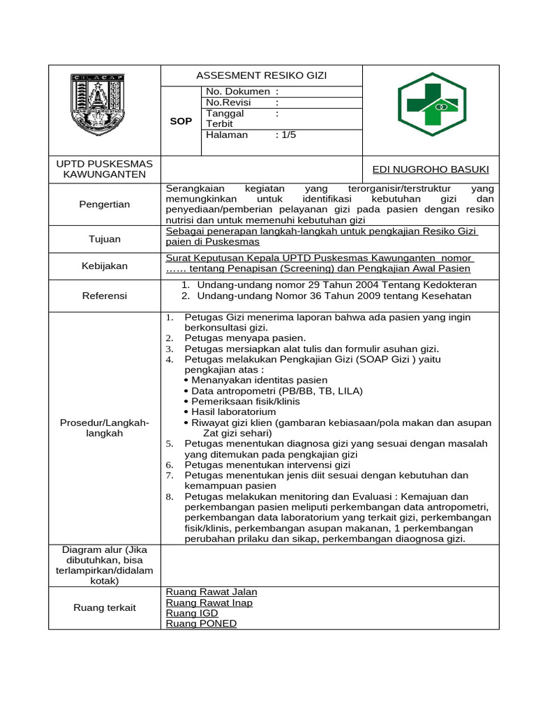 SOP ASSESMENT Resiko Gizi | PDF
