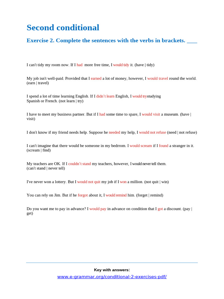 Second Conditional Exercise 2 | PDF