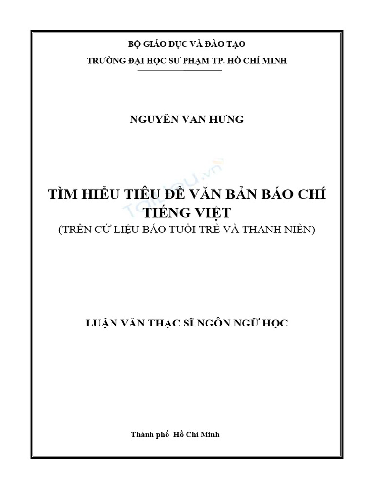Tim Hieu Tieu de Van Ban Bao Chi Tieng Viet Tren Cu Lieu Bao Tuoi Tre ...