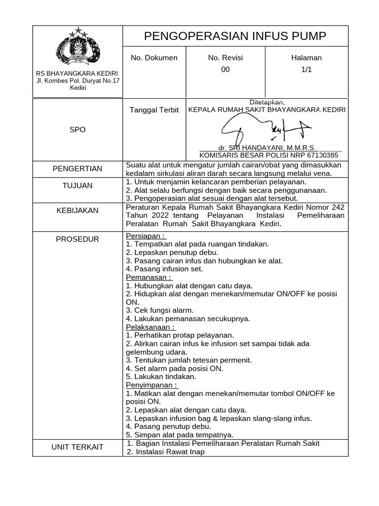Pengoperasian Infus Pump | PDF