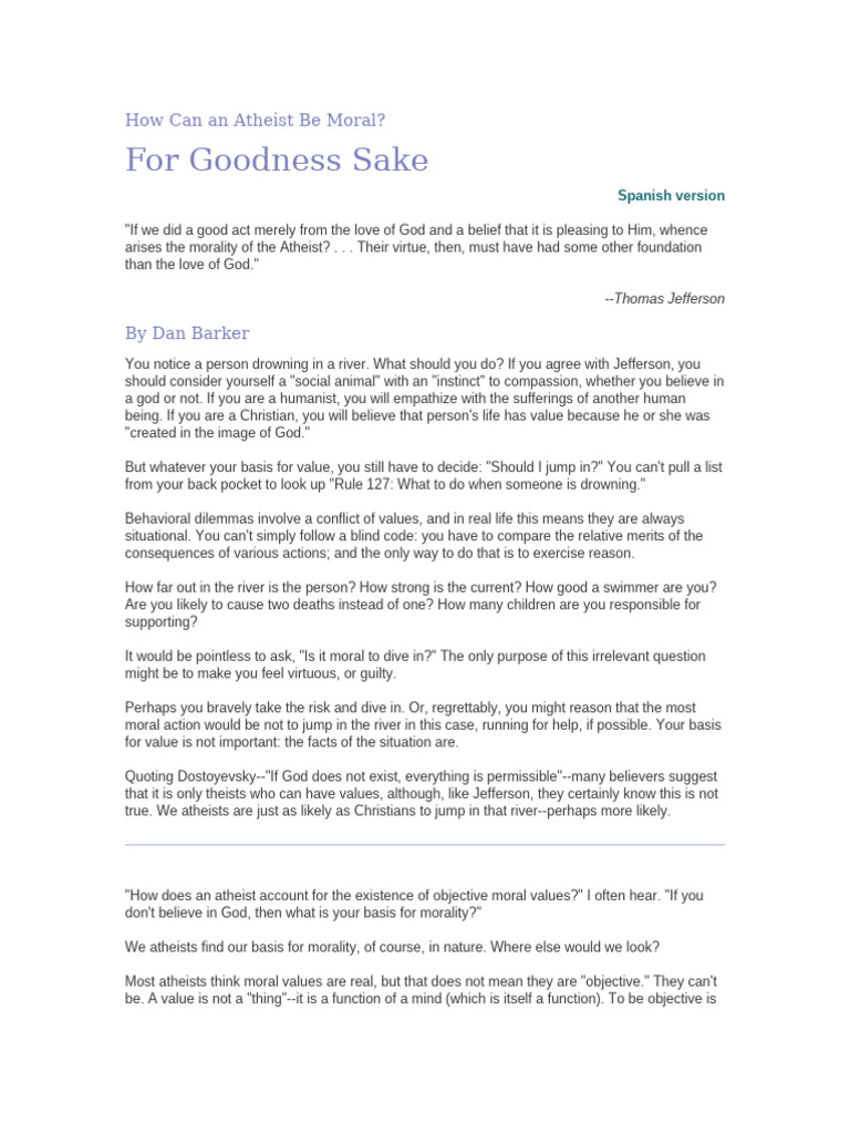 How Can An Atheist Be Moral | PDF | Atheism | Morality