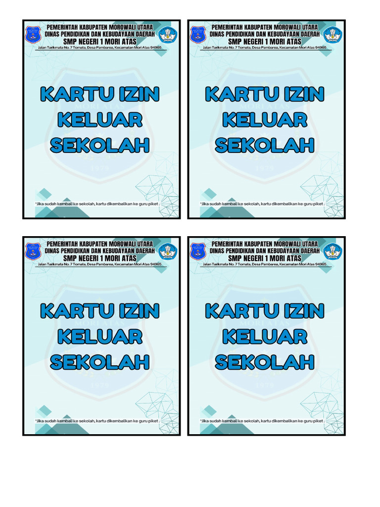 kartu izin siswa | PDF