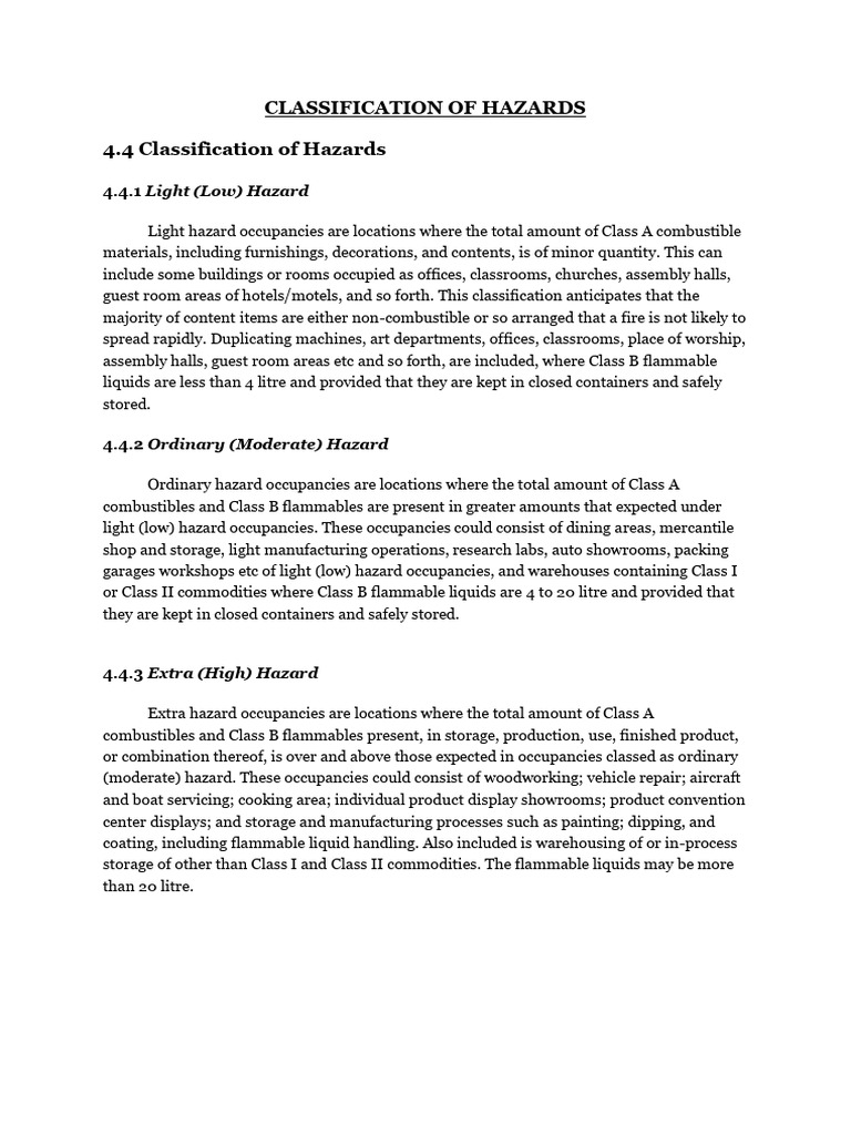 Classification of Ordinary Hazards | PDF