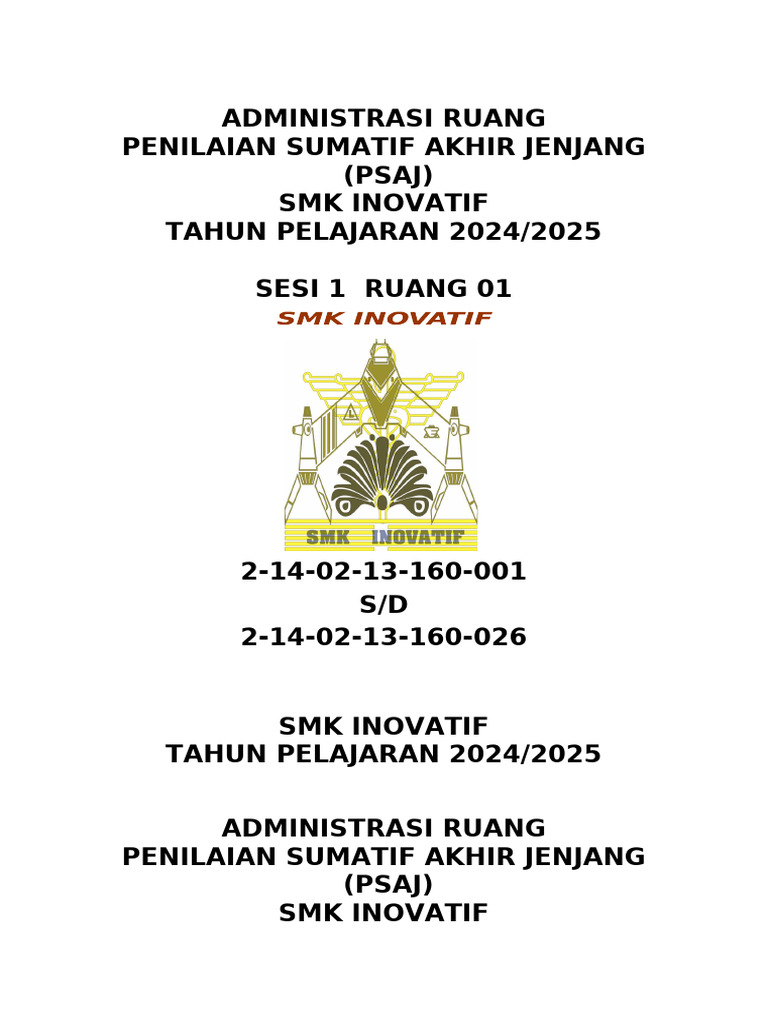 1 COVER ADMINISTRASI RUANG | PDF