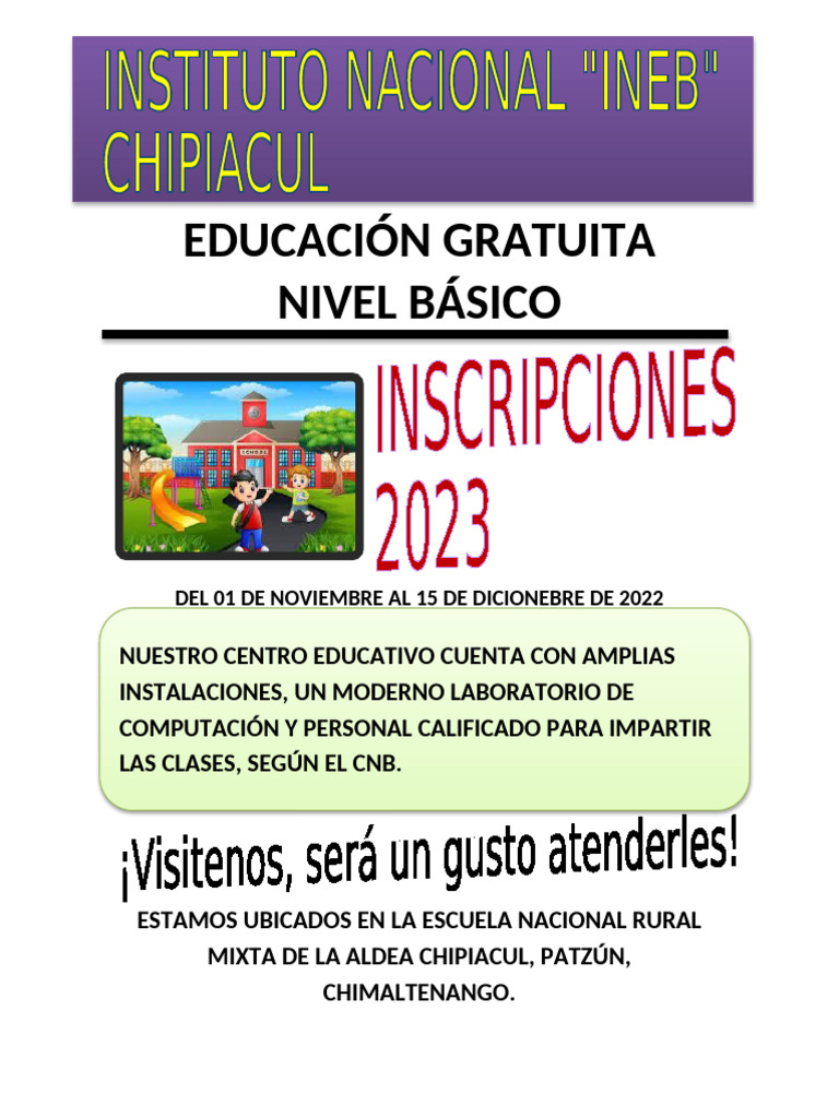 Pubilicidad Del Instituto Nacional Ineb | PDF