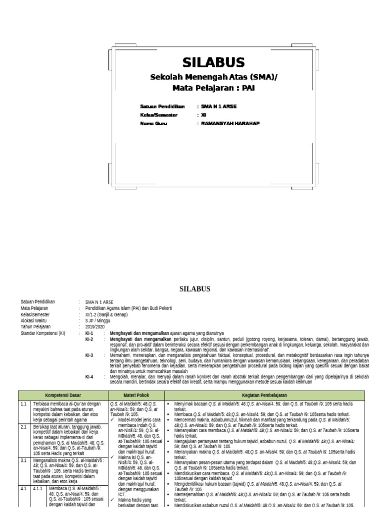 SILABUS 2019 - 2020 | PDF