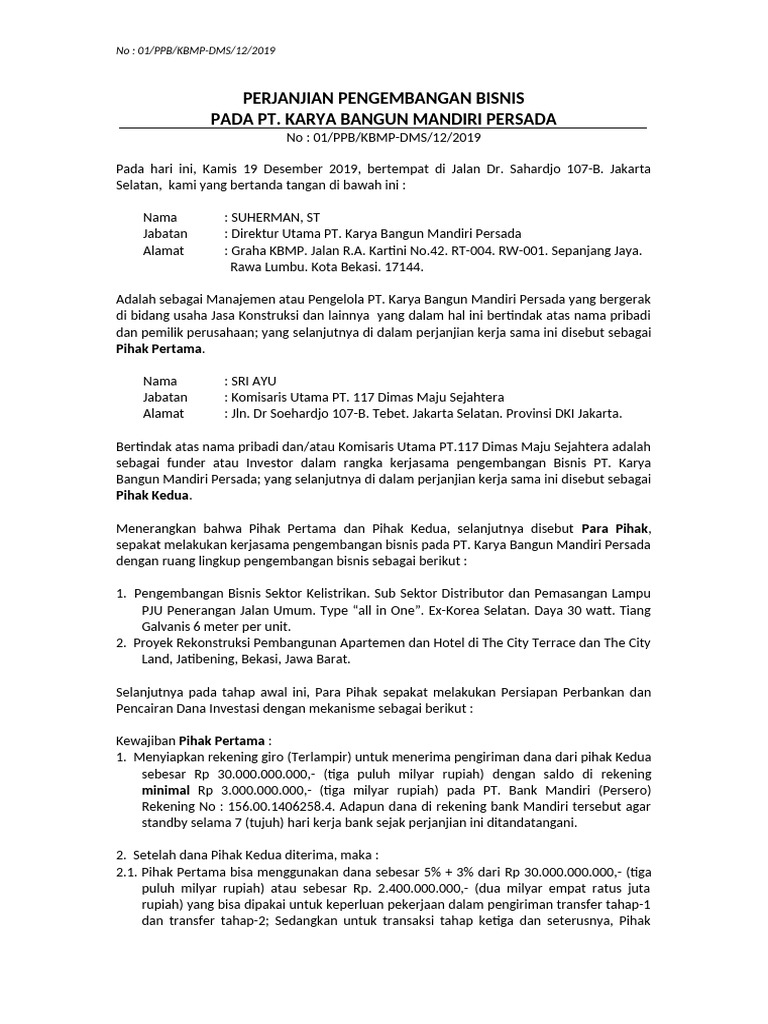 REV-1 PT KARYA BANGUN MANDIRI PERSADA - SRI AYU PT 117 DMS Format | PDF