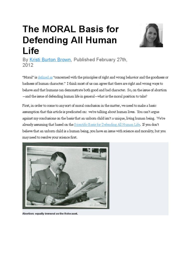 The MORAL Basis For Defending All Human Life | PDF | Morality | Genocides