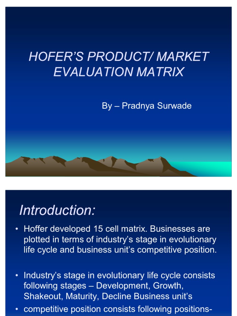 Hofer's Product Evolution Matrix | PDF | Business