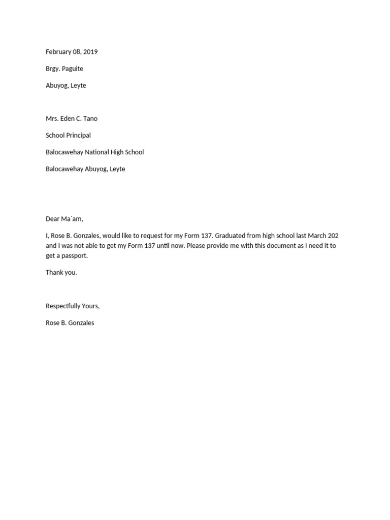 Form 137 Request | PDF