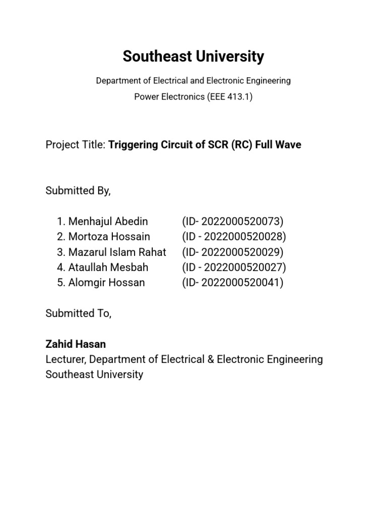 Triggering Circuit of SCR (RC) Full Wave-1 | PDF