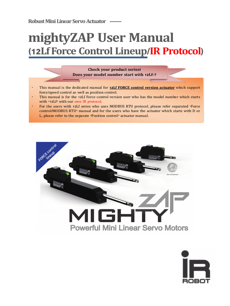 MightyZAP 12Lf Servo Actuator Manual | PDF | Power Supply | Electric Motor