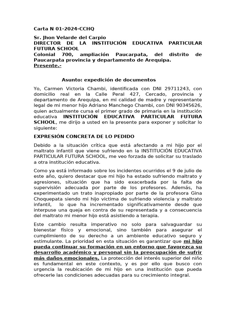 solicito documentos sra. Carmen | PDF | Derechos | Constitución