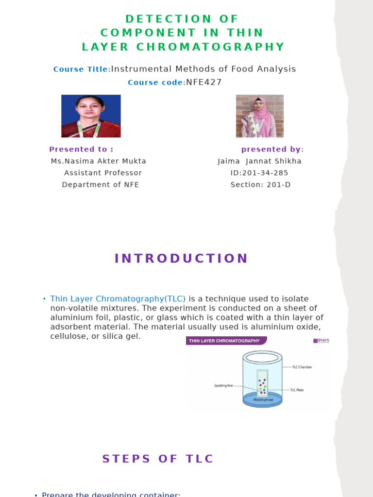 Detection of Component in Thin Layer Chromatography | PDF