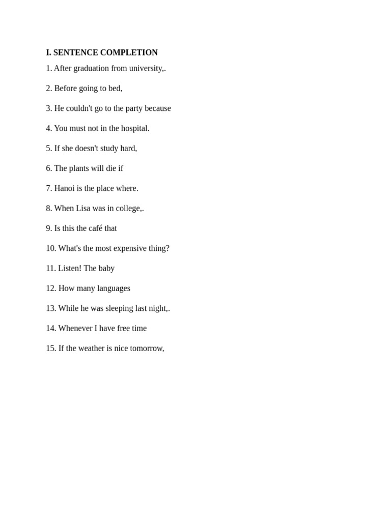 Sentence Completion Exercises | PDF
