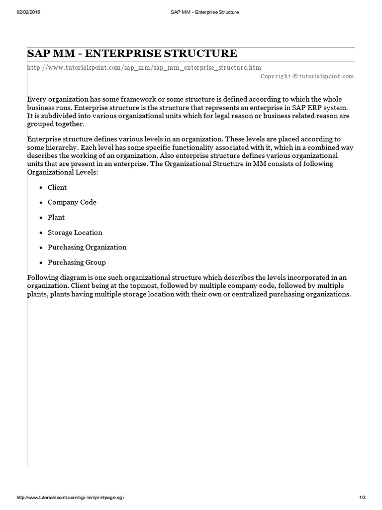 SAP MM - Enterprise Structure | PDF | Procurement | Business