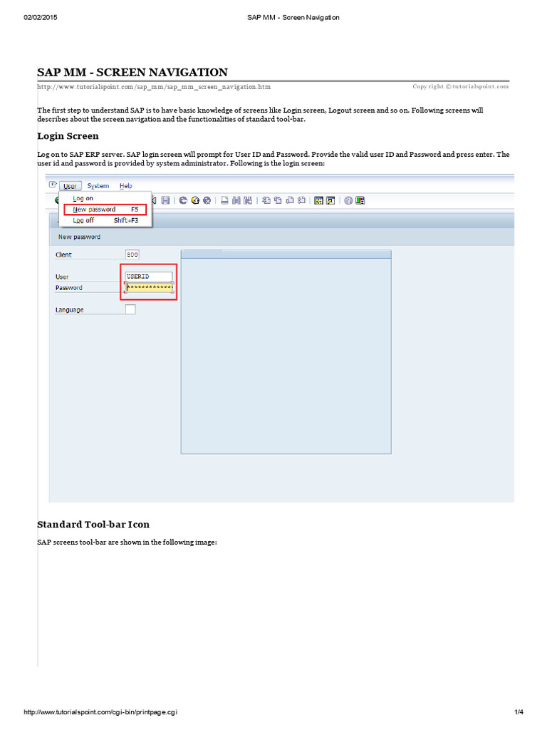 SAP MM - Screen Navigation | PDF | Login | Window (Computing)
