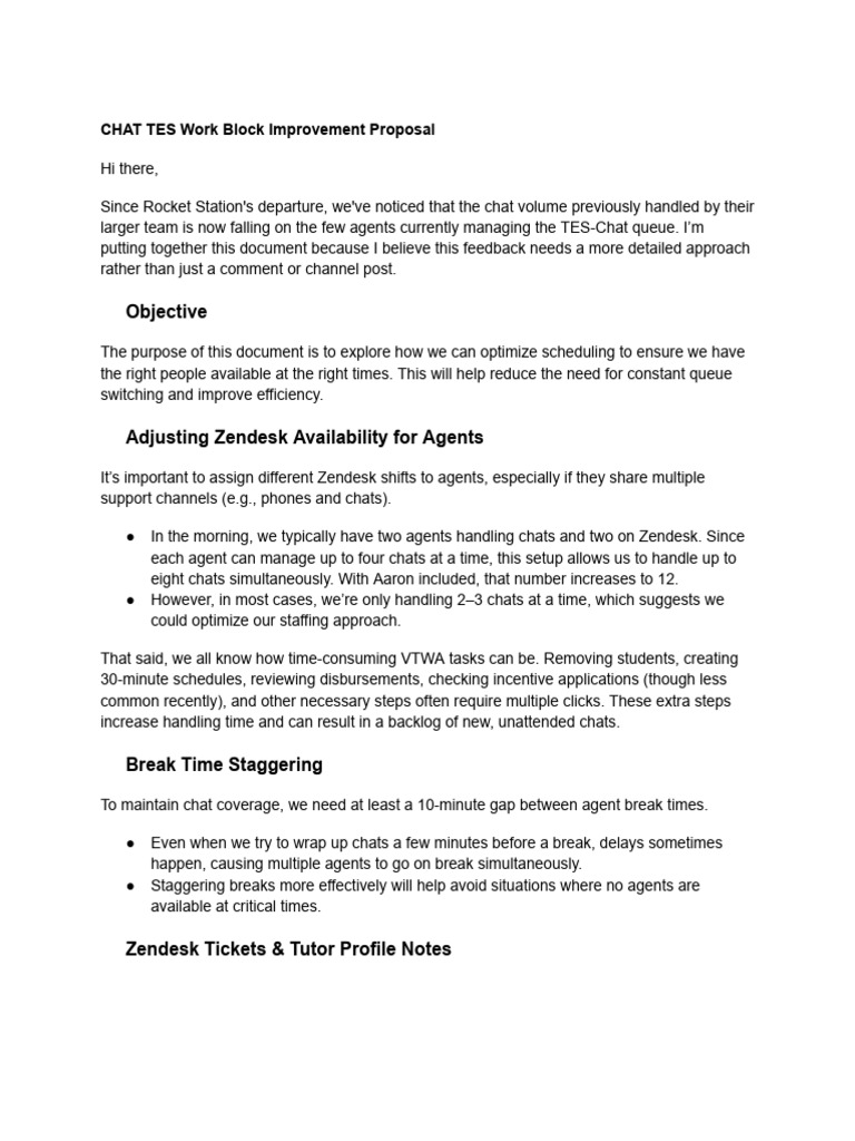 CHAT TES Work Block Improvement Proposal | PDF | Computing
