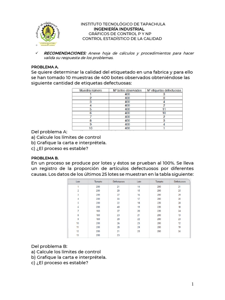 Gráficos de Control P y NP en Calidad | PDF