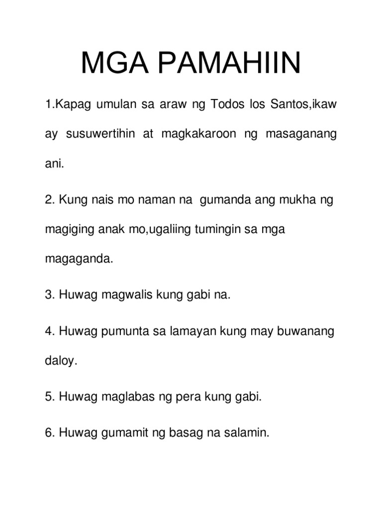 Mga Pamahiin | PDF