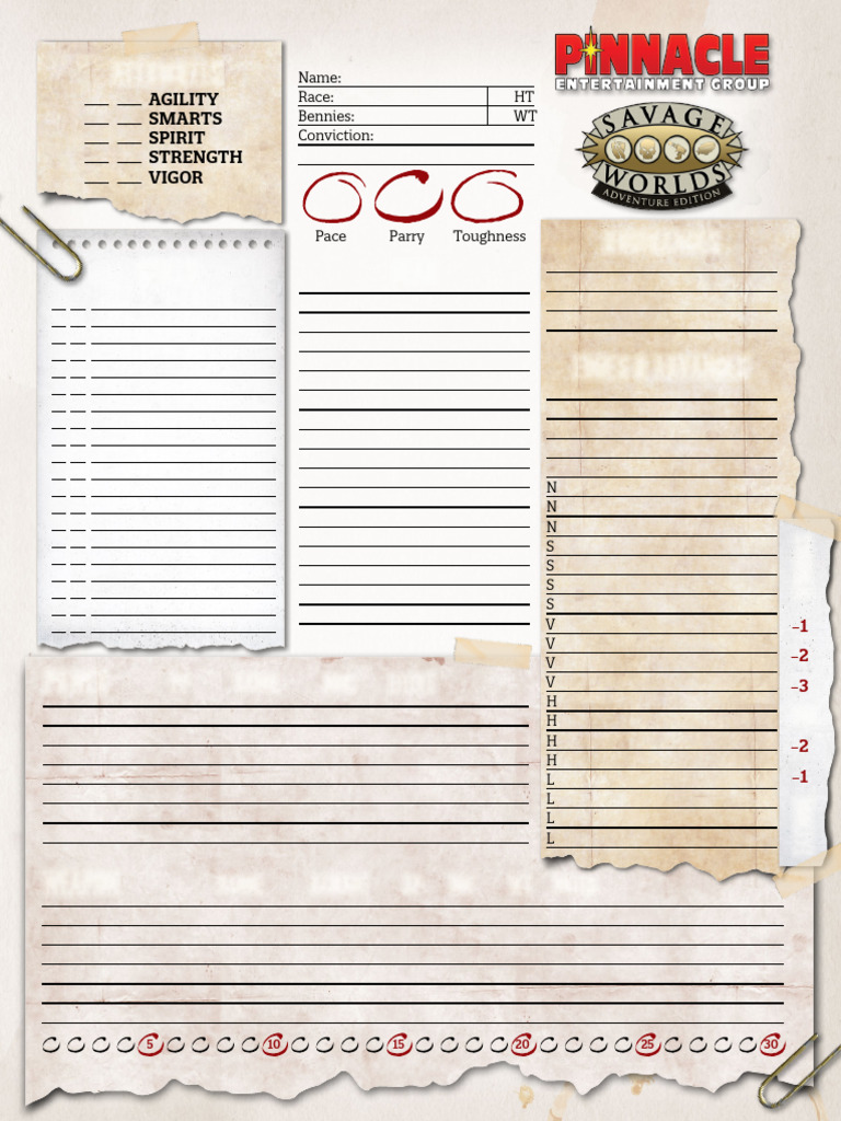 SWADE Character Sheet No Dice | PDF | Tabletop Games | Role Playing Games