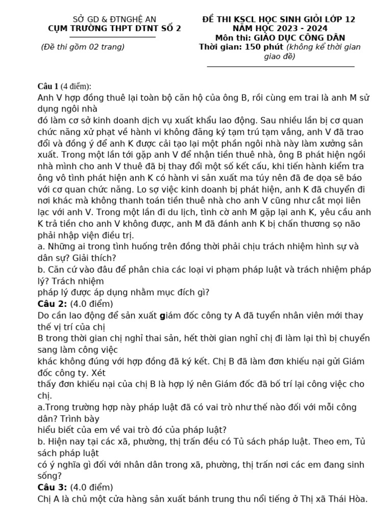 GDCD - ĐỀ thi HSG | PDF