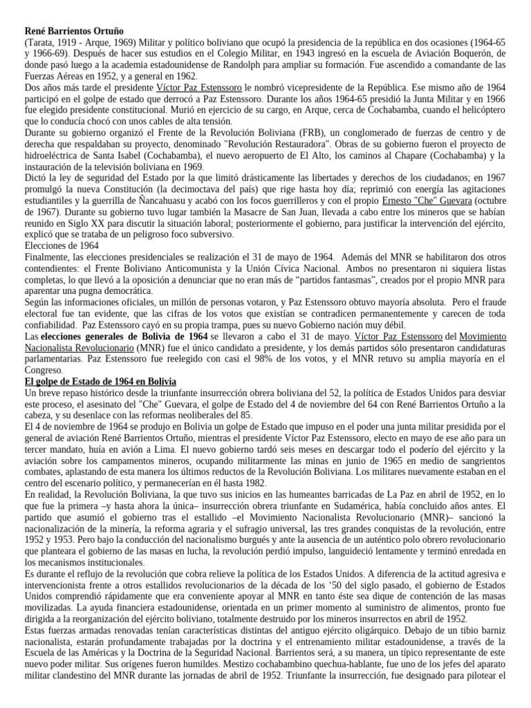 René Barrientos Ortuño | PDF | Bolivia
