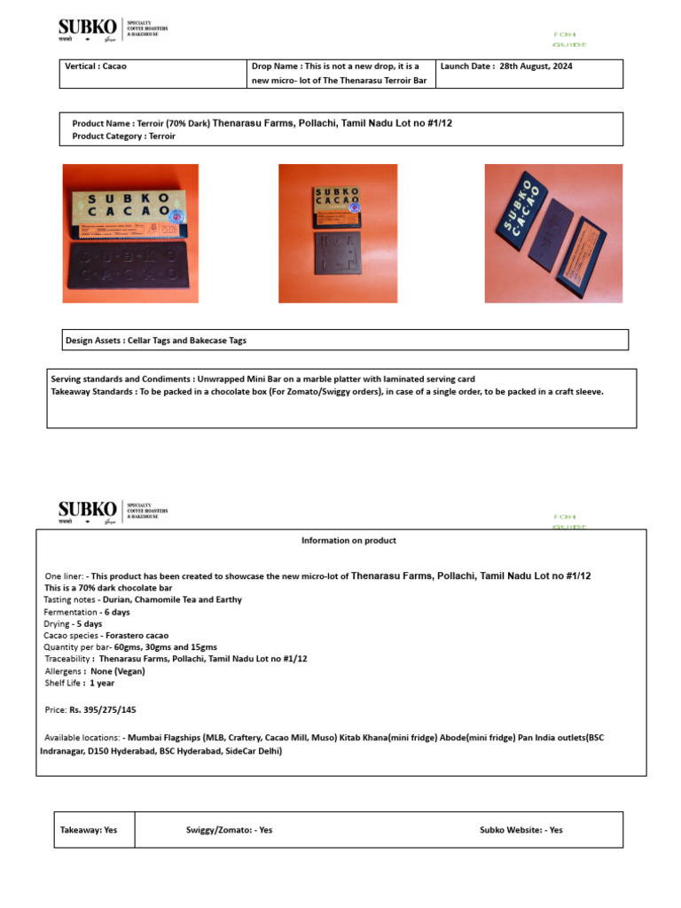 Thenarasu Terroir Lot no #1_12 FOH Sheet | PDF