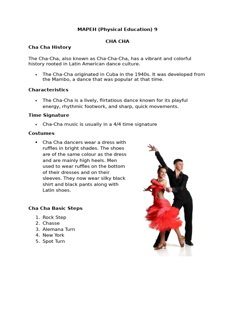 PE - Cha Cha and Tango (MAPEH 9) | PDF