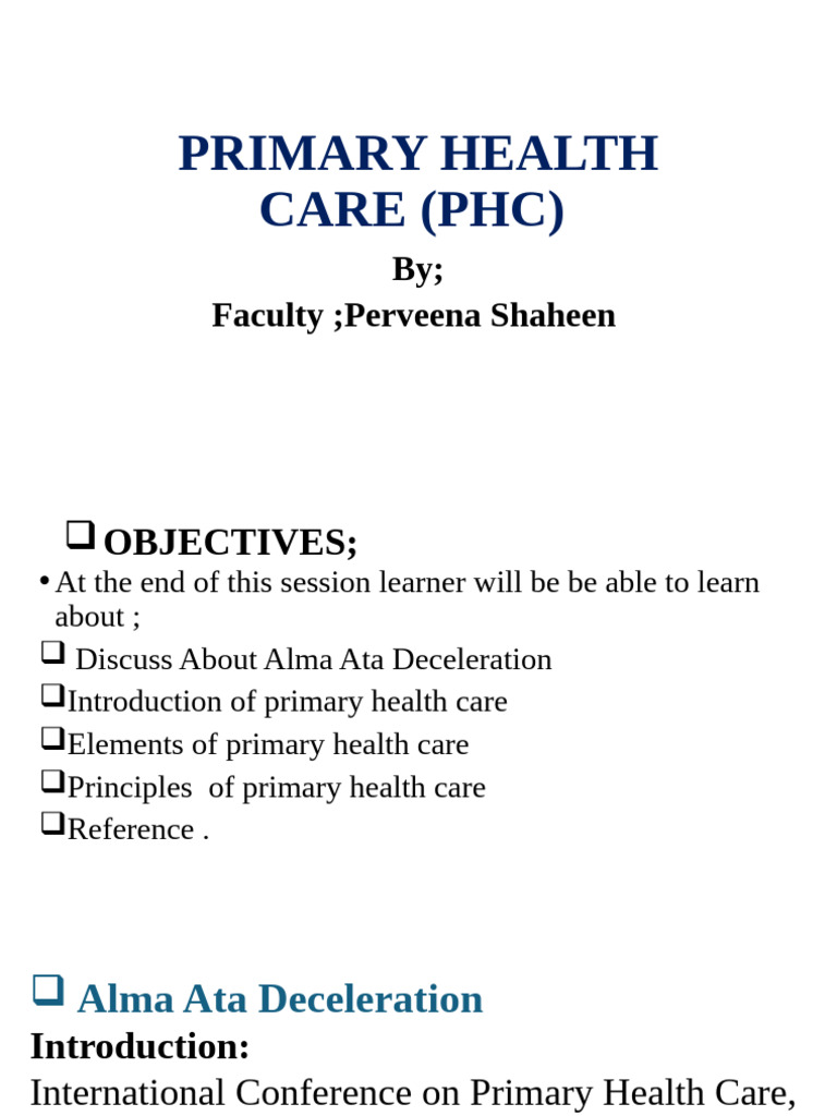 Principles and Elements of PHC | PDF | Health Care | Social Programs