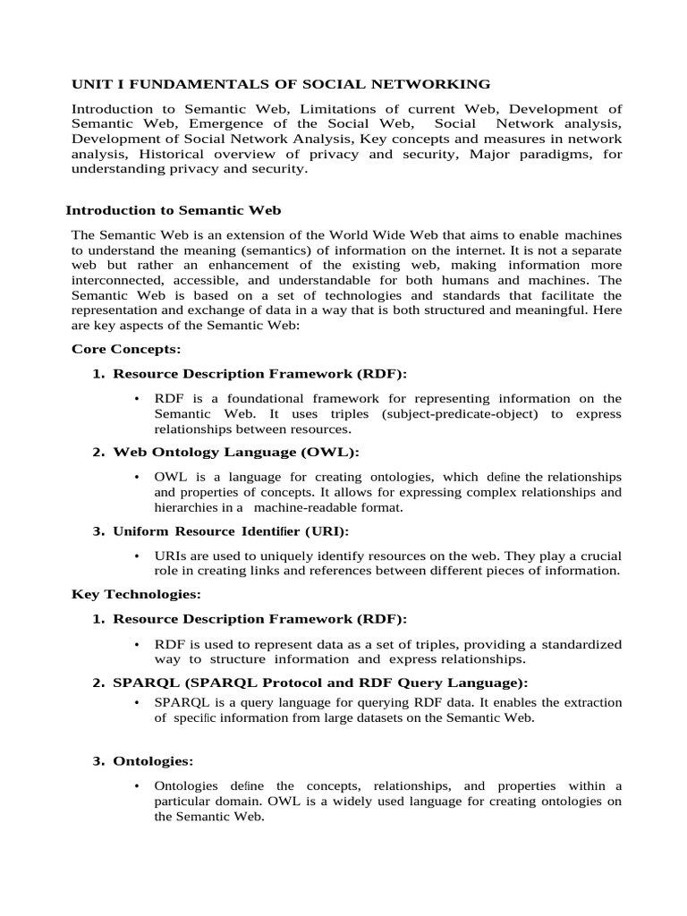 Unit I Fundamentals of Social Networking | PDF | Semantic Web ...