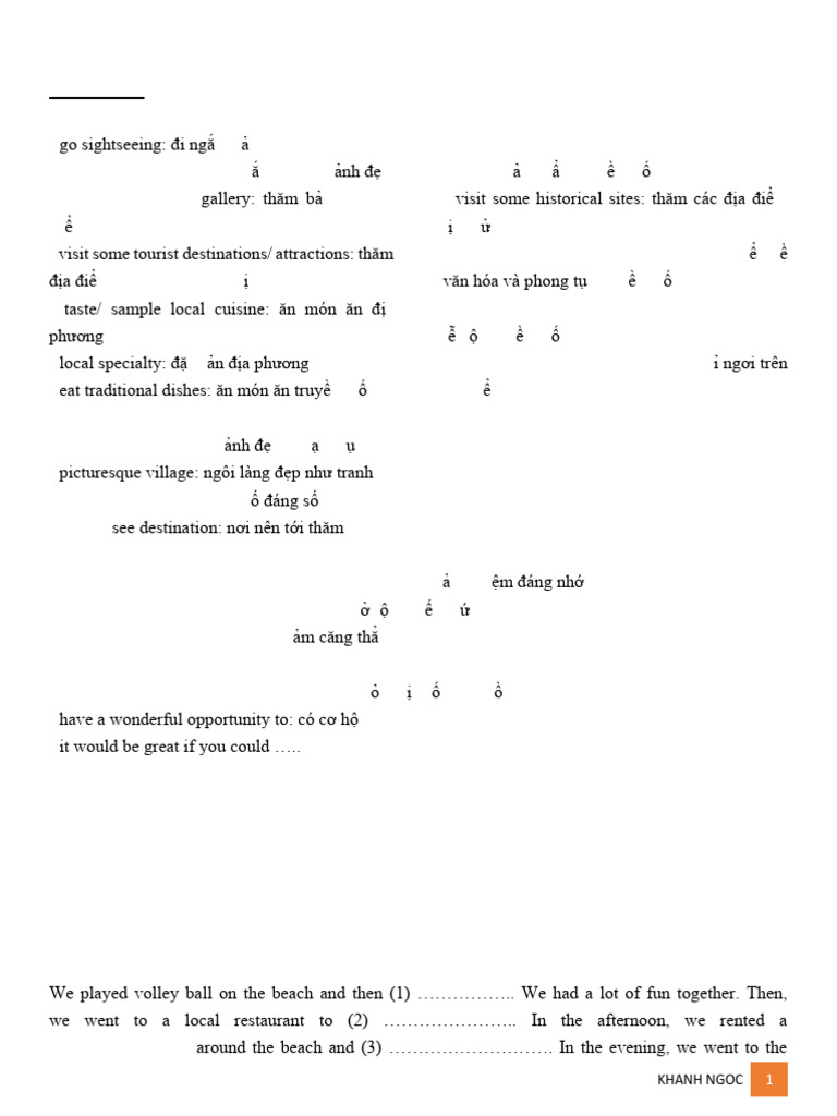 Vocabulary Exercises Travelling | PDF