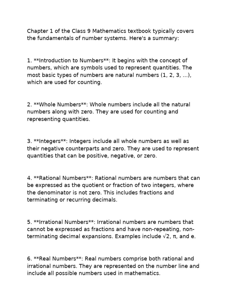 Overview of Number Systems in Class 9 | PDF