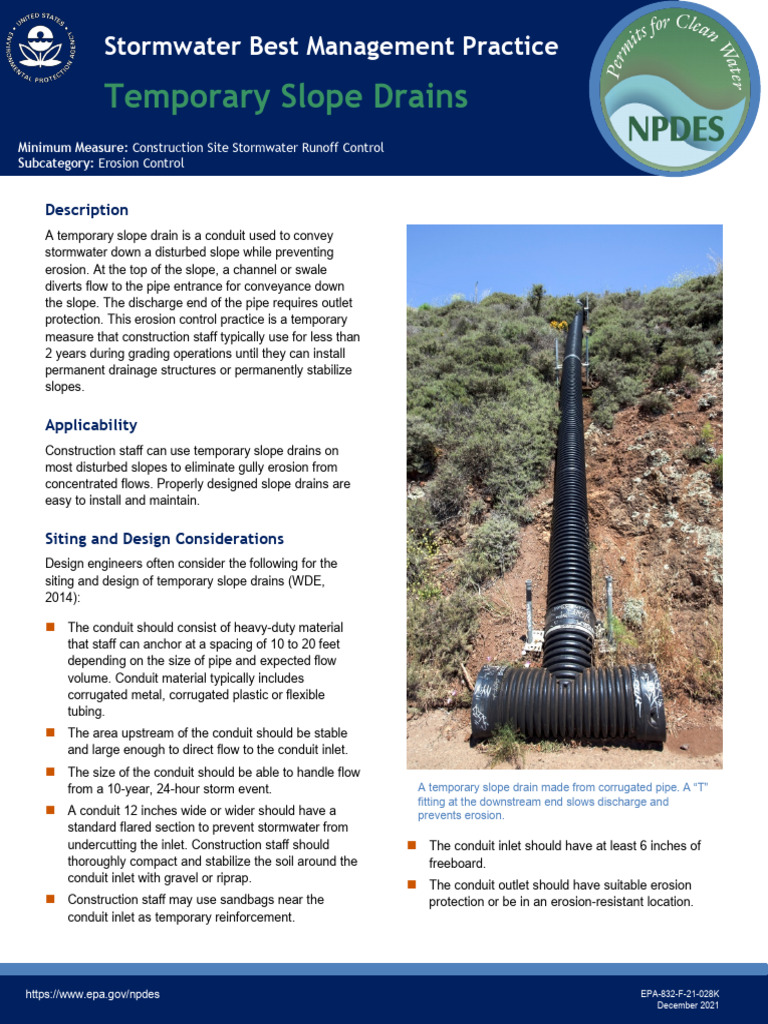 bmp-temporary-slope-drain | PDF | Storm Drain | Pipe (Fluid Conveyance)