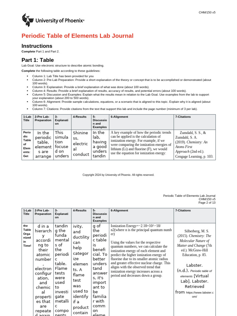 chm150 v5 wk3 Lab Journal | PDF | Electronvolt | Atomic Orbital