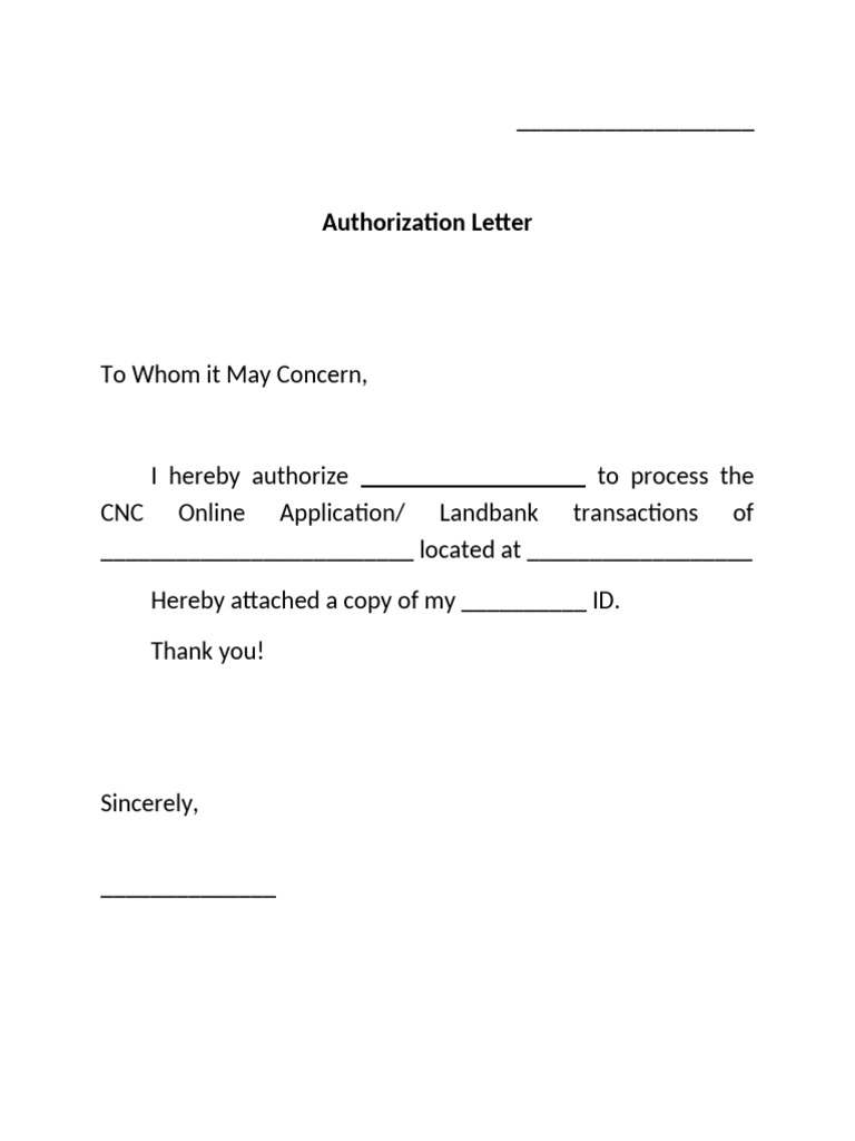Authorization Letter-Receipt Denr | PDF